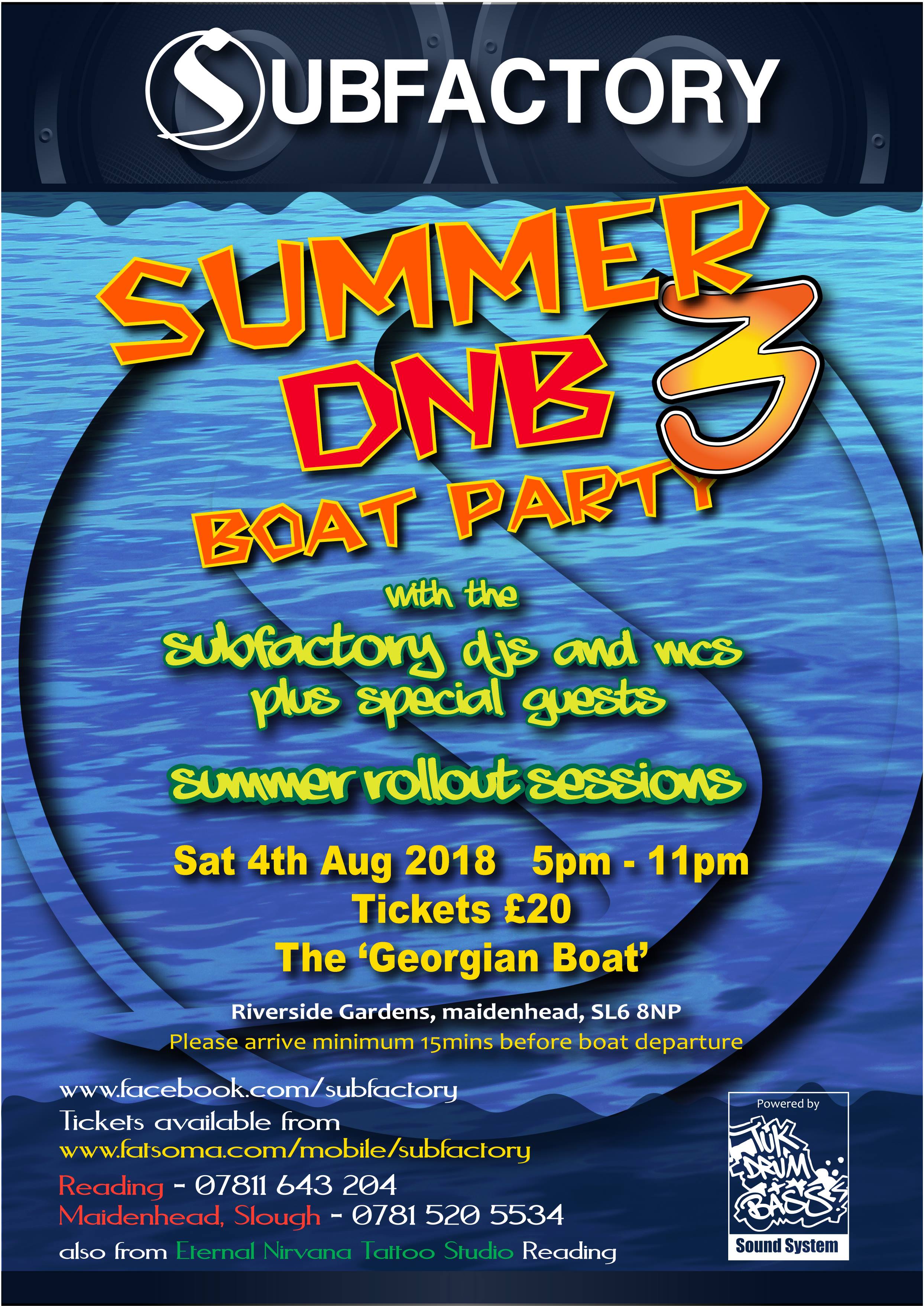 Subfactory Summer DNB Boat Party 3 at The Georgian Boat, Maidenhead on ...