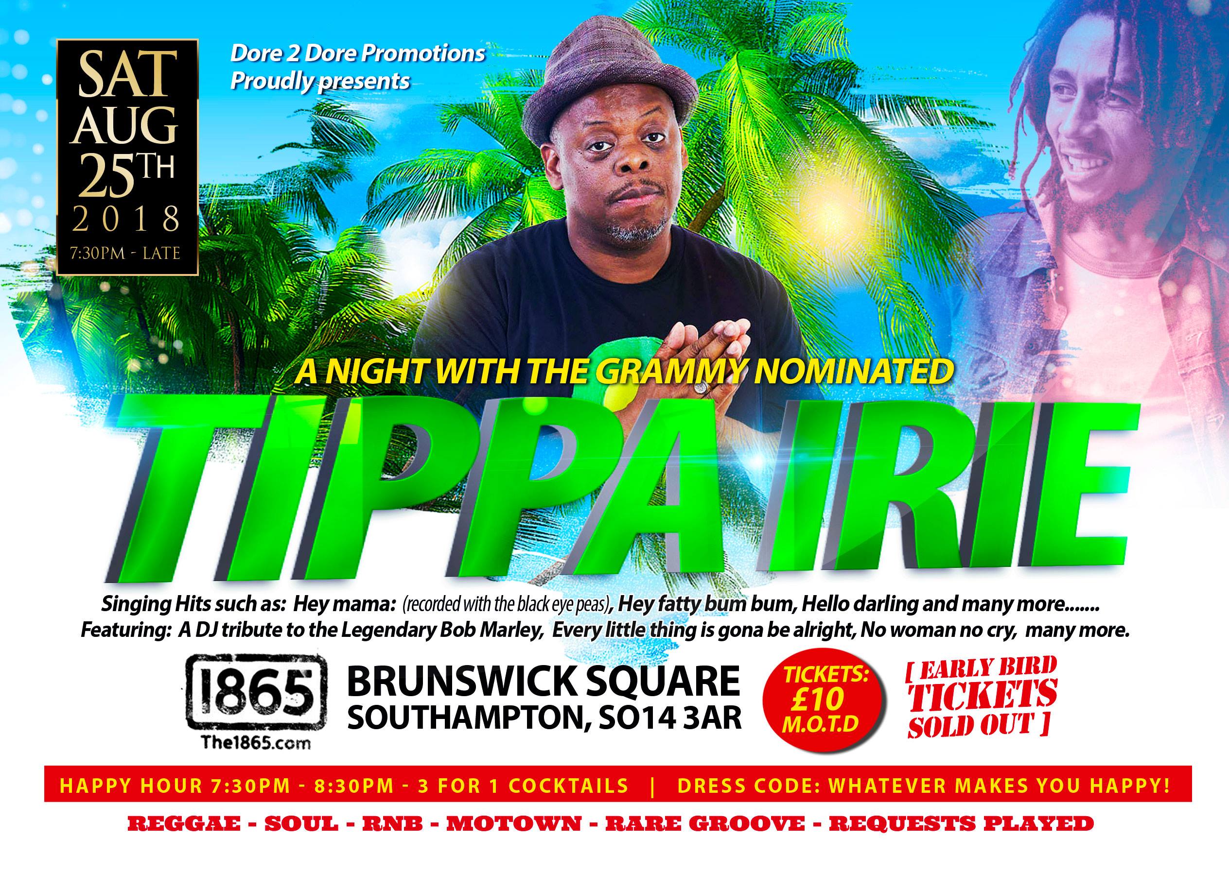 TIPPA IRIE feat: A DJ tribute to BOB MARLEY at 1865, Southampton on ...