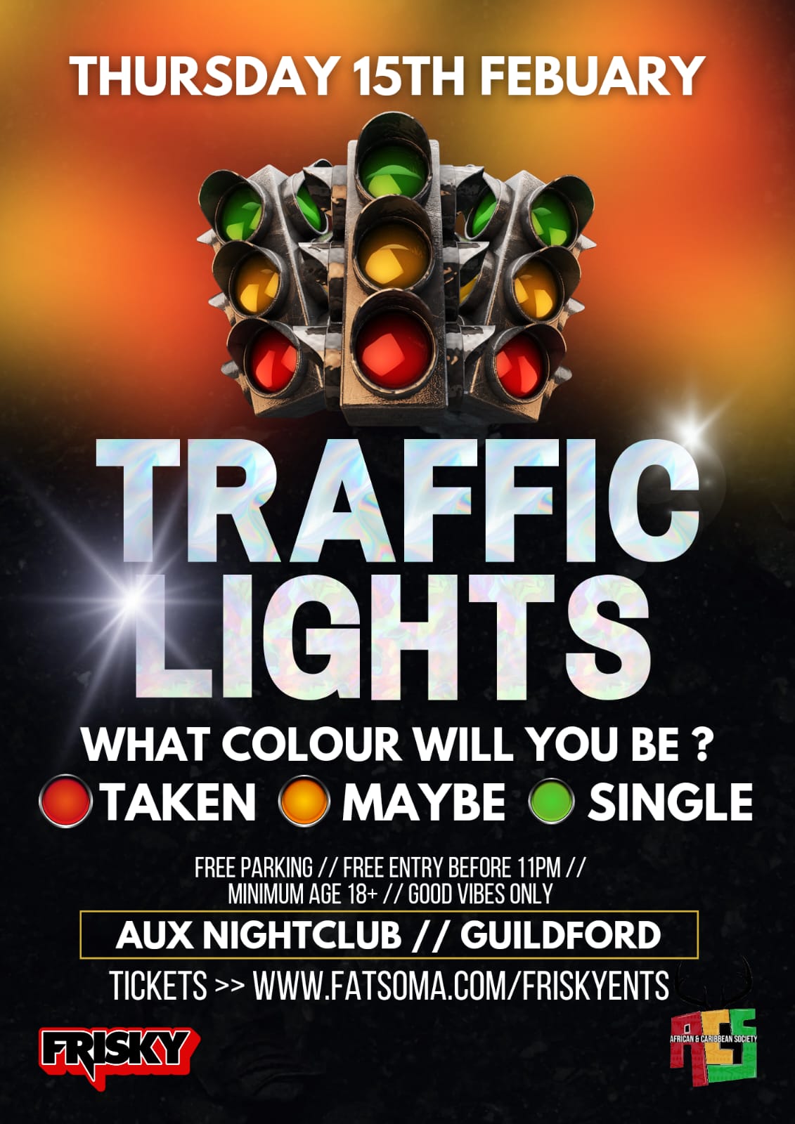 FRISKY: Traffic Light Party at AUX, Guildford on 15th Feb | Fatsoma