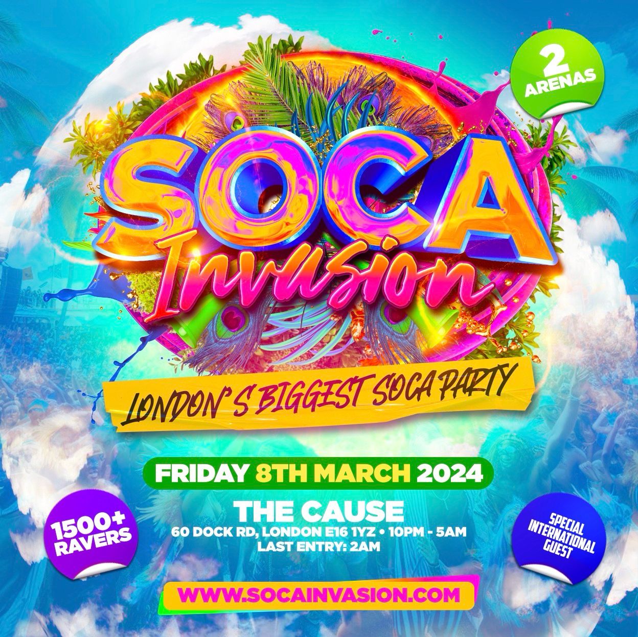SOCA INVASION - London's BIGGEST Soca Party at The Cause, London on 8th Mar | Fatsoma