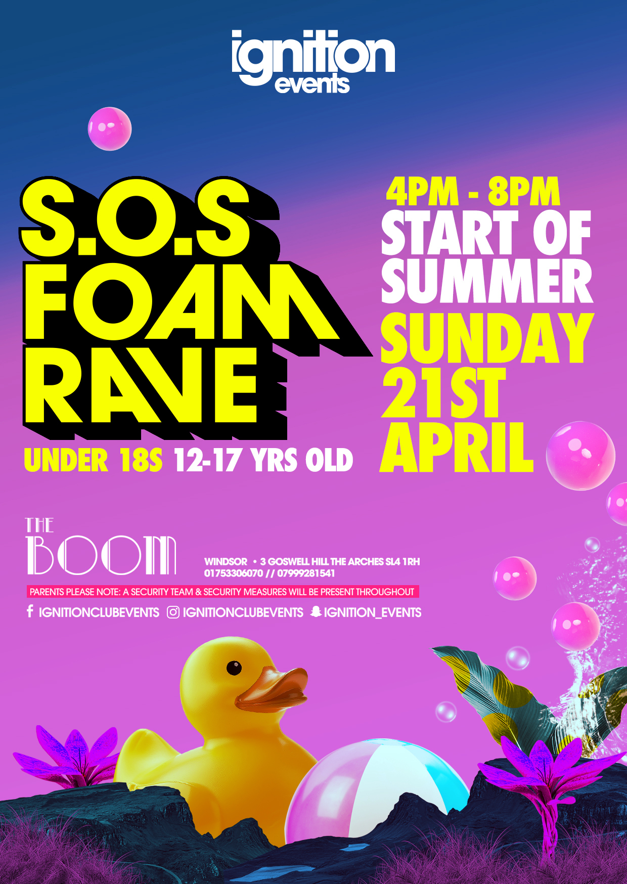 IGNITION PRESENTS S.O.S FOAM RAVE *** at The Boom, Windsor on 21st Apr ...