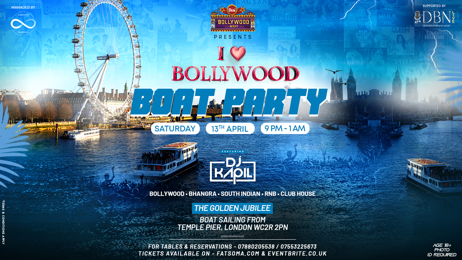 I ️ Bollywood Boat Party at Temple Pier, London on 13th Apr | Fatsoma