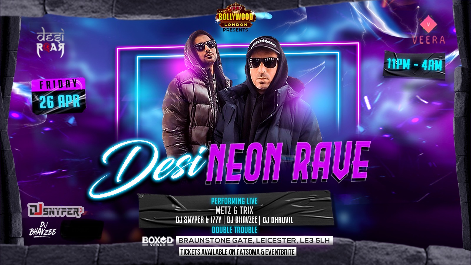 Desi Neon Rave Bollywood Night With METZ N TRIX at Boxed Venue ...