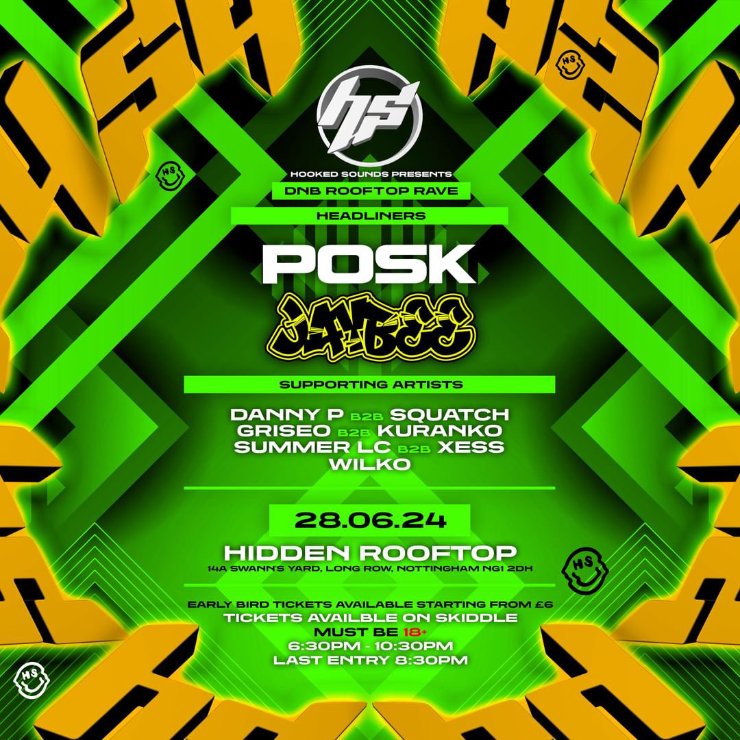 Hooked Presents DNB Rooftop Rave - Posk, Jaybee + More at Hidden ...