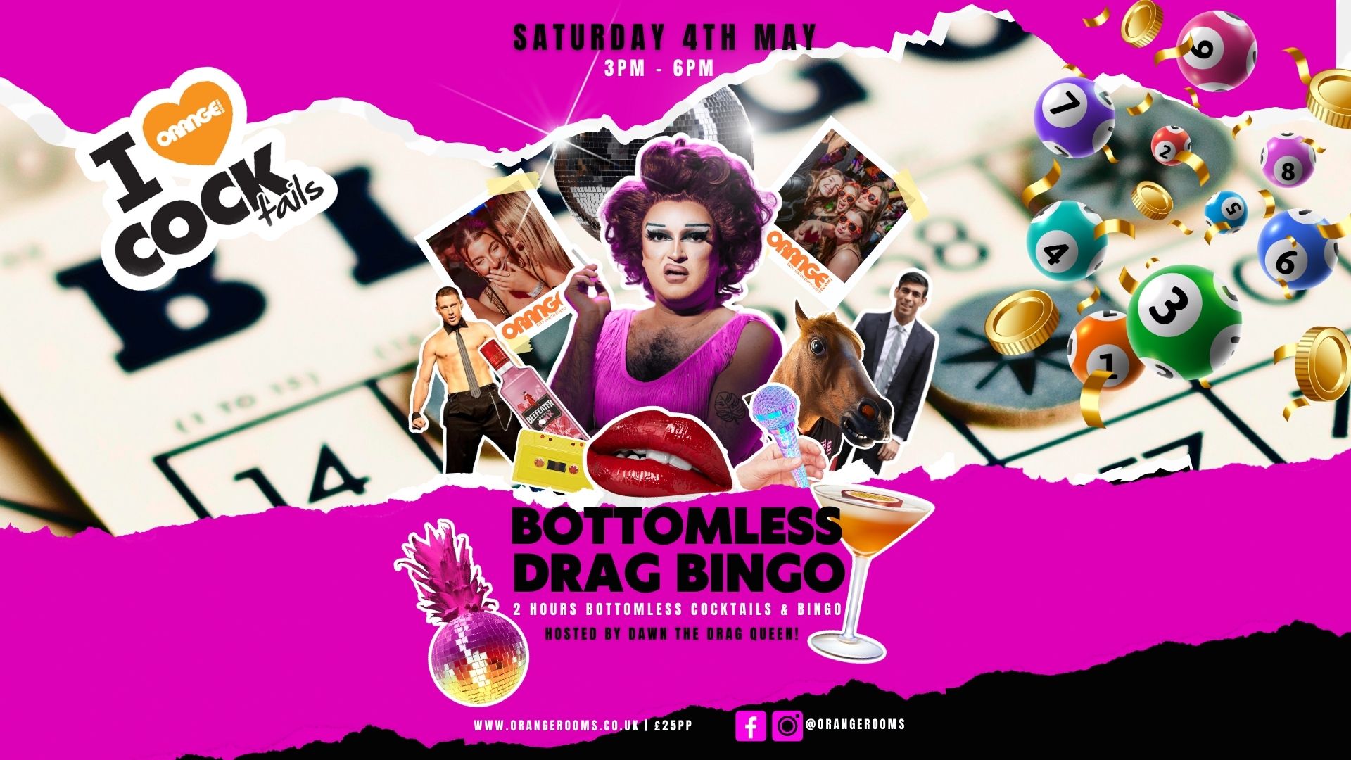 🪩 Bottomless Drag Bingo!! Hosted by Dawn the Drag queen! 🪩 Sat 8th June! at Orange Rooms ...