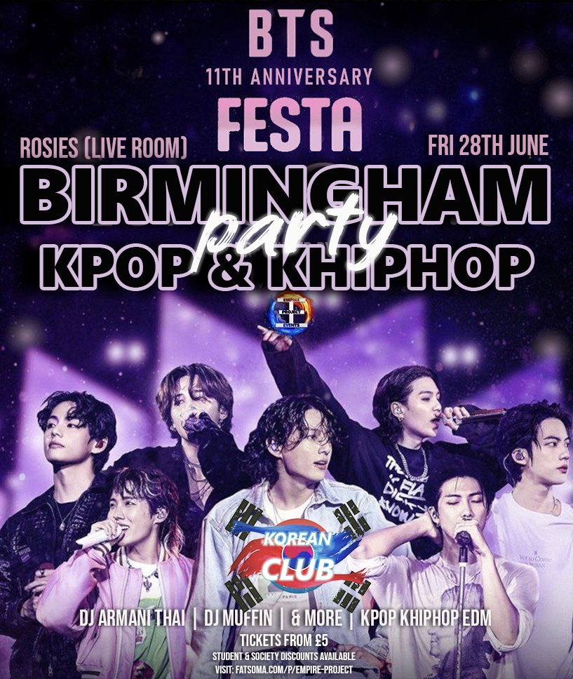 BIRMINGHAM Korean Club BTS 11th Anniversary KPop Party with DJ ARMANI ...