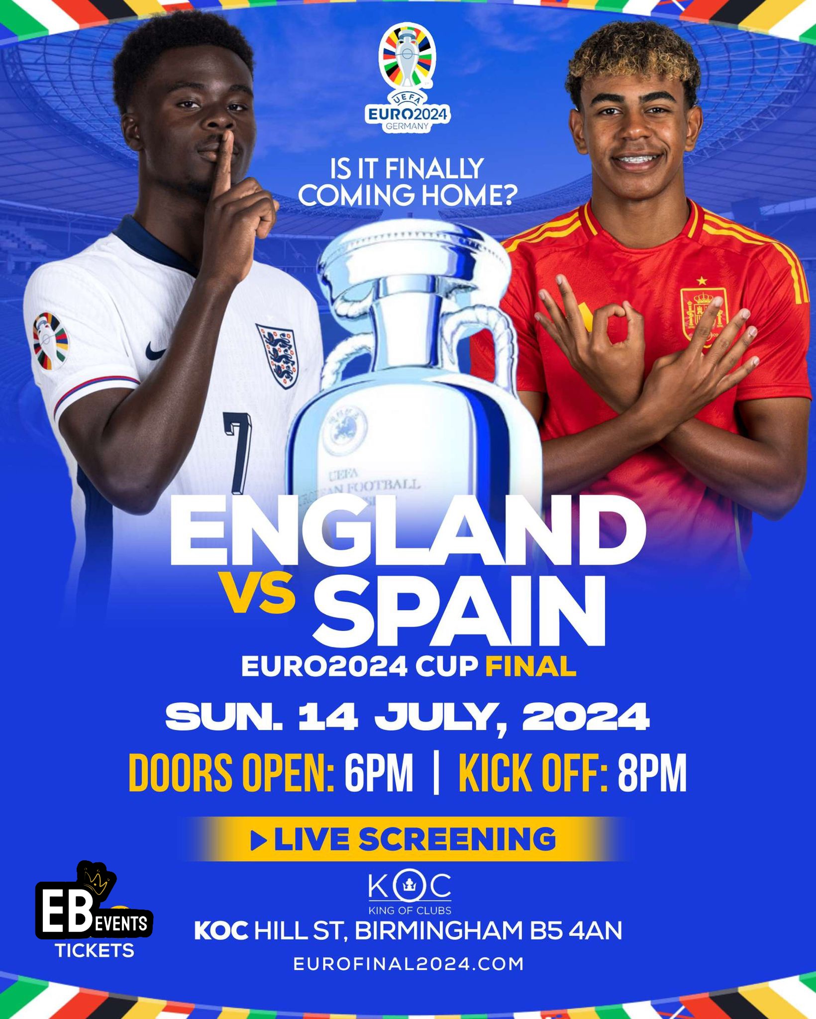 EURO 2024 FINAL: England vs Spain - Live Screening in Birmingham at ...