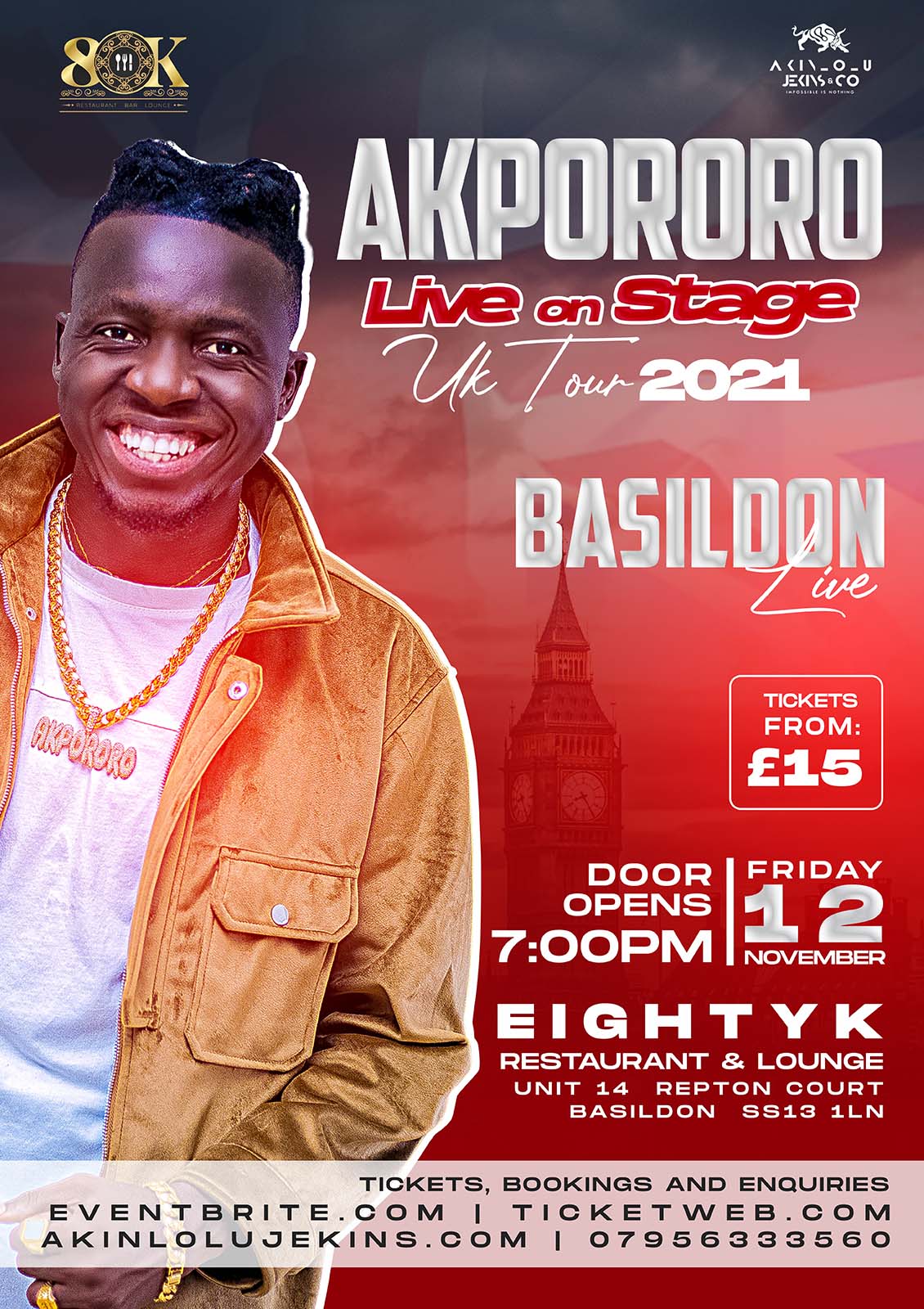 Akpororo Live on Stage UK Tour - Basildon at Eighty K - 80K Restaurant ...