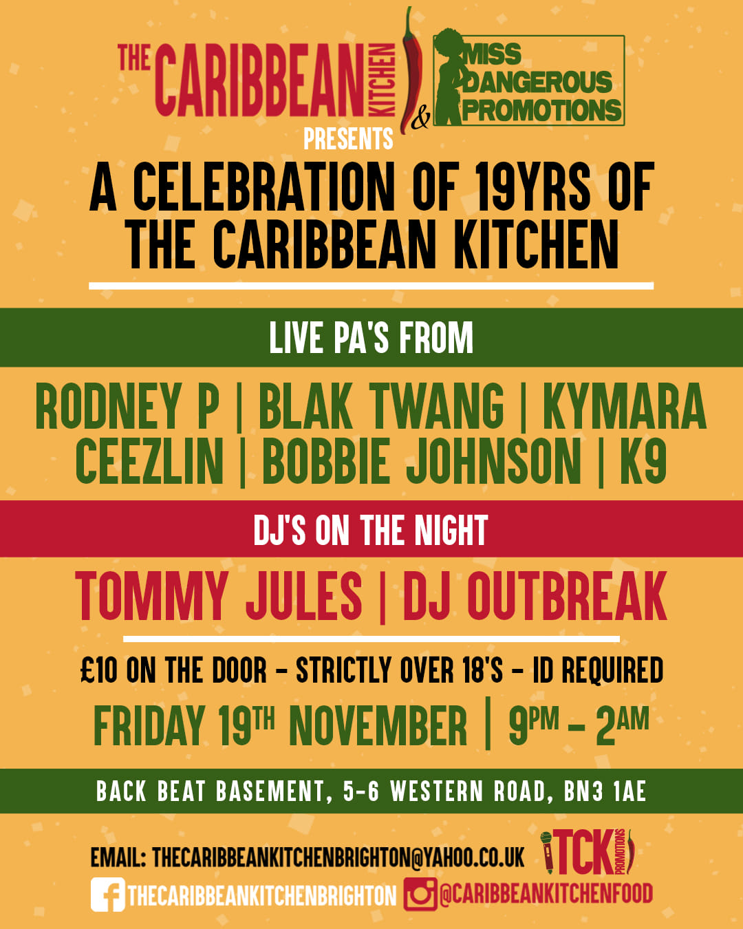 The Caribbean Kitchen 19th Anniversary Party at Back Beat Bar - Live ...