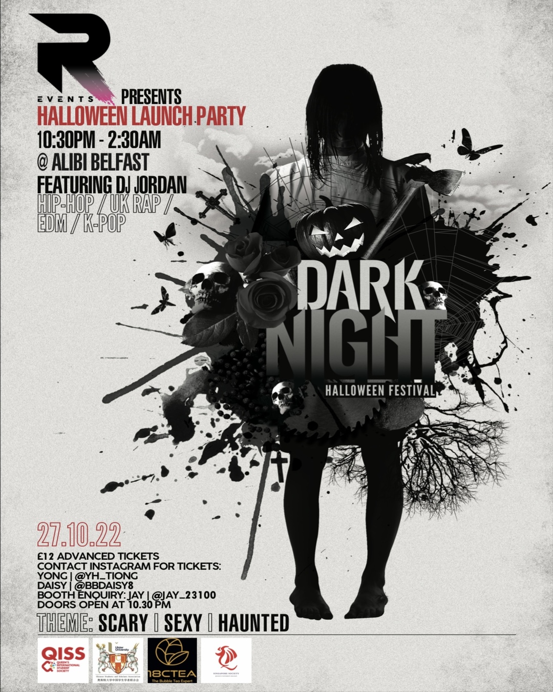 THE DARK NIGHT HALLOWEEN LAUNCH PARTY at Alibi, Belfast on 27th Oct ...