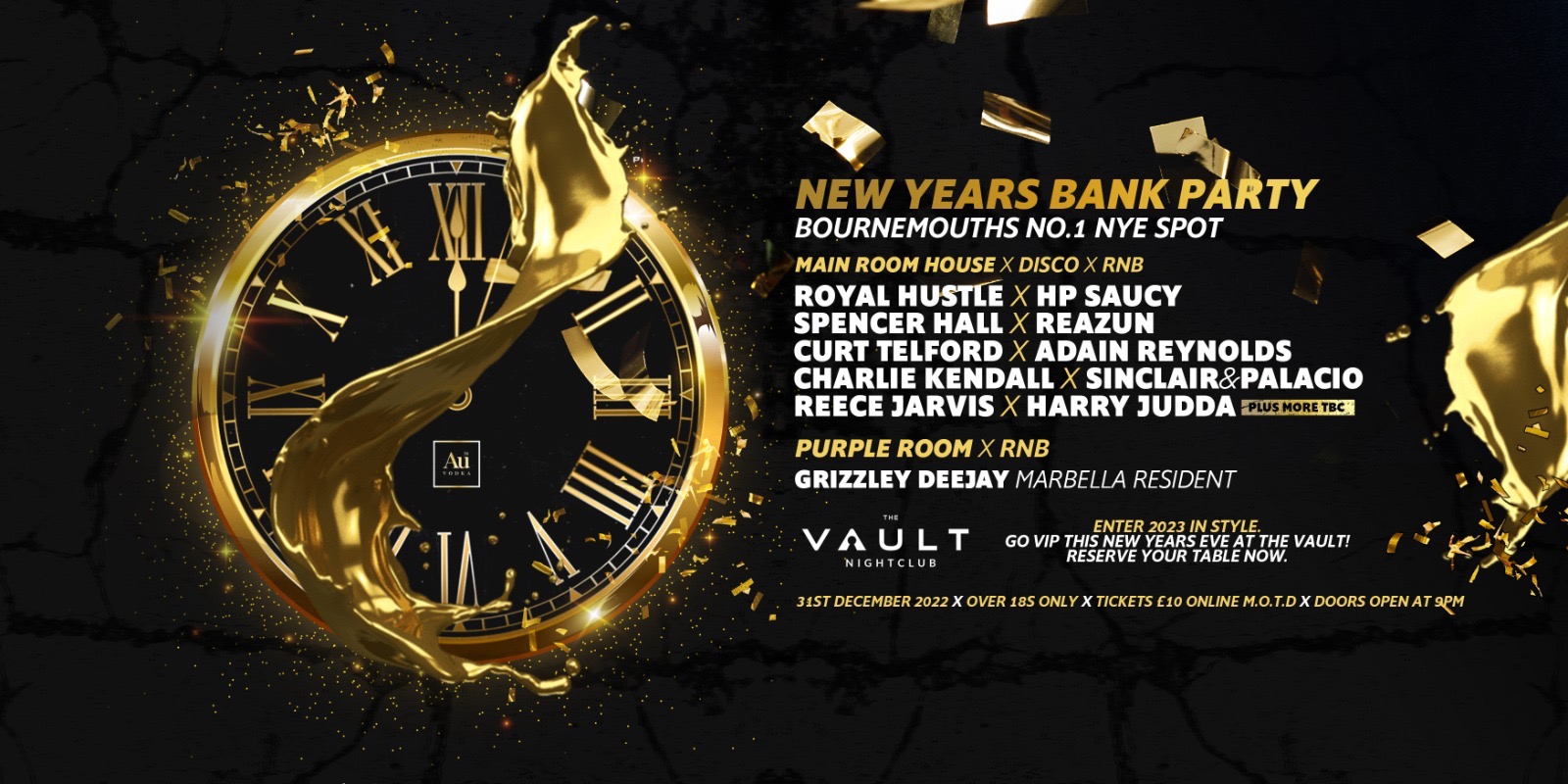 New Years Eve Bank Party - FREE ENTRY at The Vault Nightclub ...