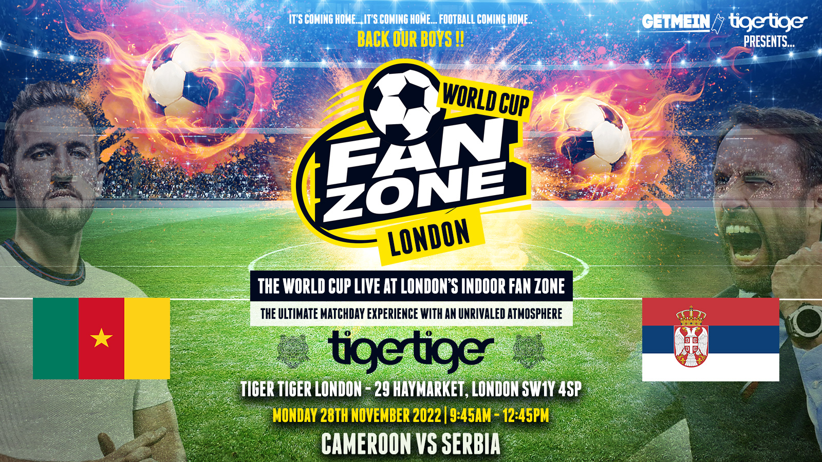 CAMEROON VS SERBIA - Tiger Tiger London World Cup Fan Zone at Tiger Tiger London, London on 28th ...