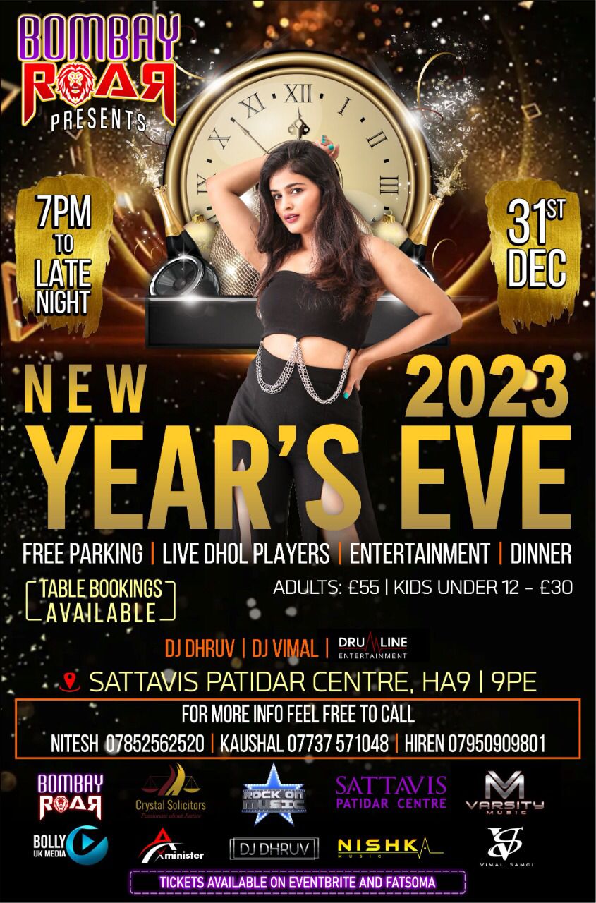 Bombay Roar New Year’s Eve 2023 at Sattavis Patidar Centre, Wembley on ...
