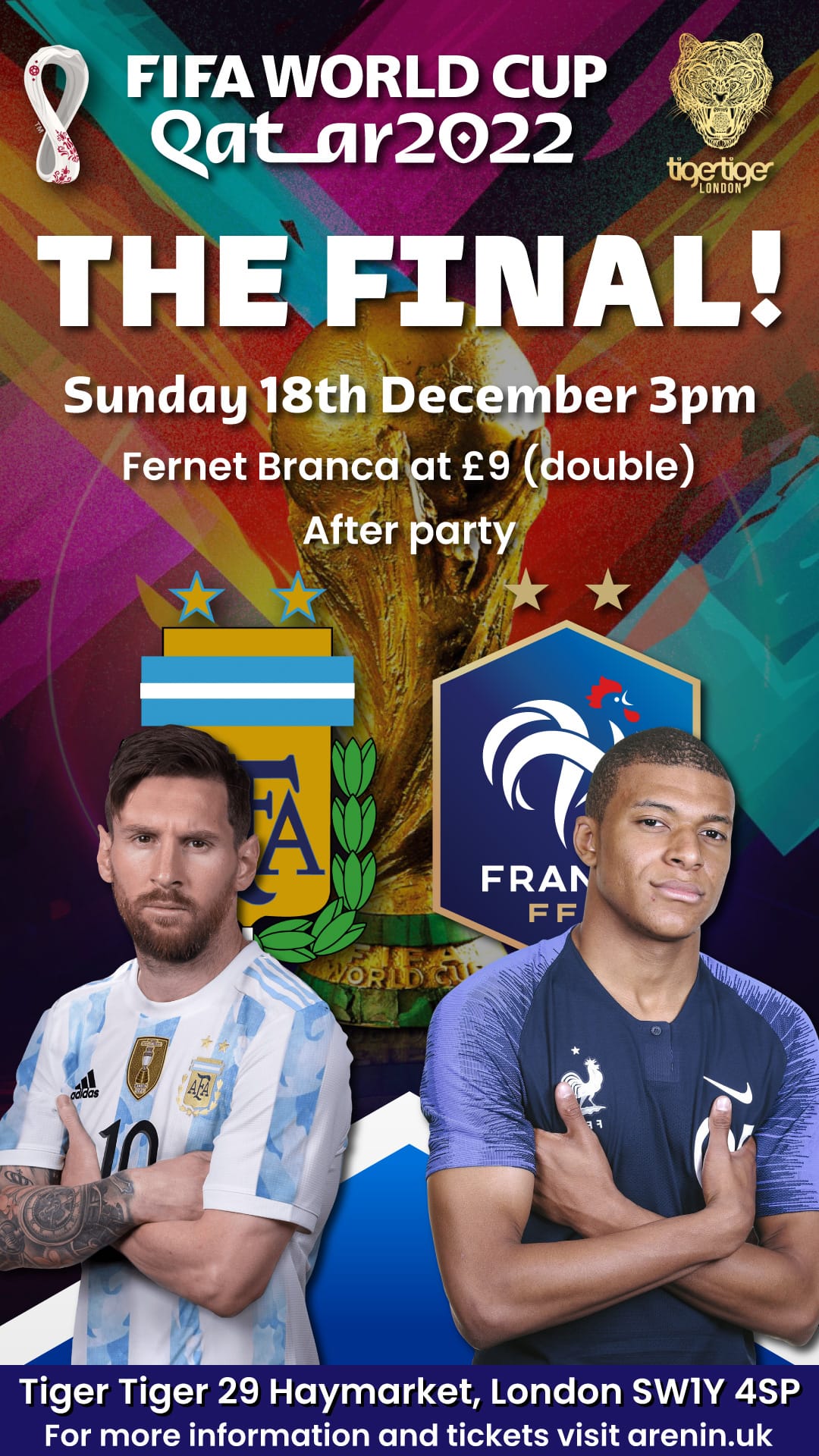 ARGENTINA VS FRANCIA - LA FINAL - Tiger Tiger London (SOLO AFICIONADOS DE ARGENTINA) at Tiger ...