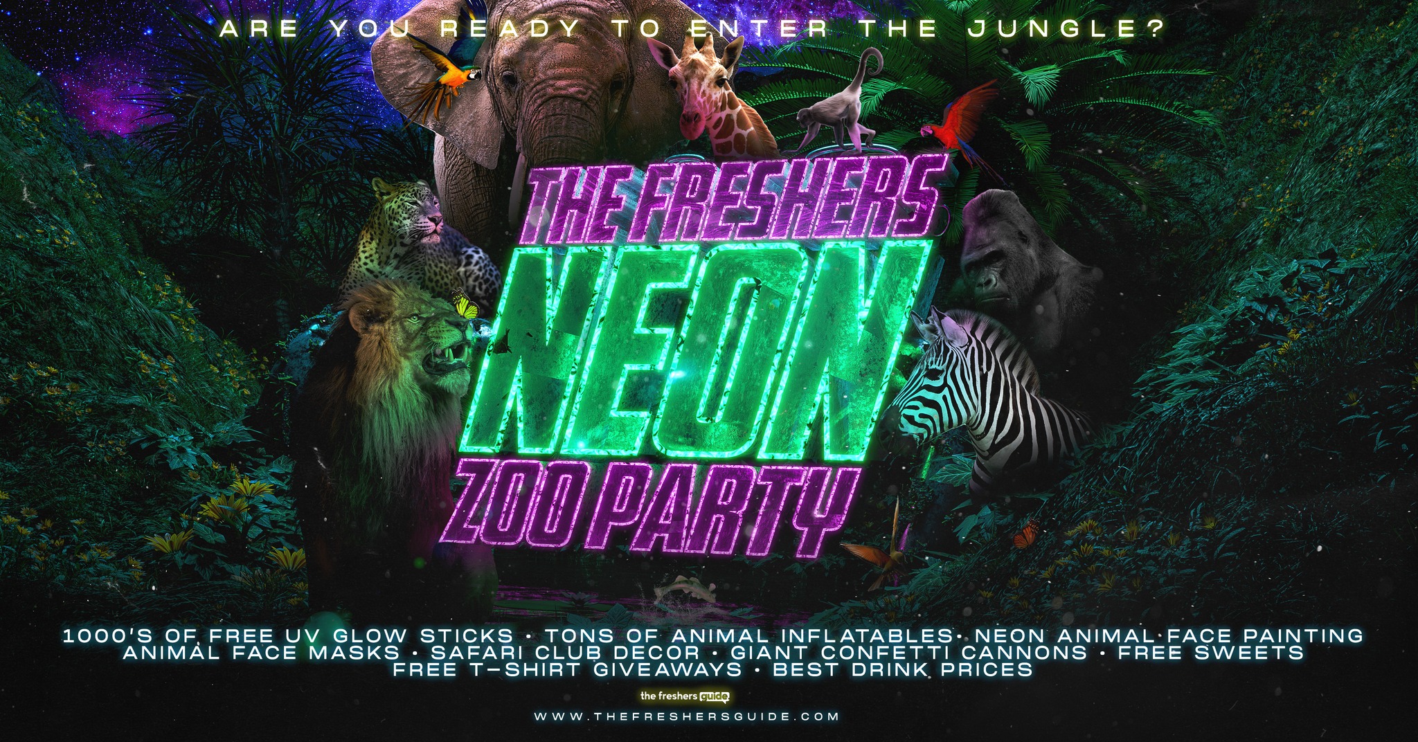 The Freshers Neon Zoo Party Exeter 🦁 Welcome To The Jungle at The ...