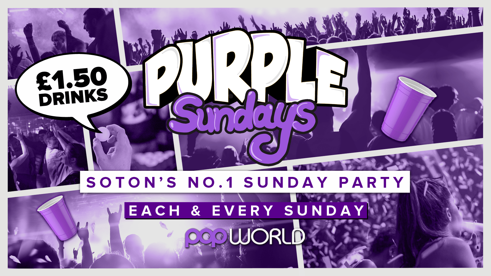 Purple Sundays @POPworld // £1.50 Drinks // Industry Go Free! at ...