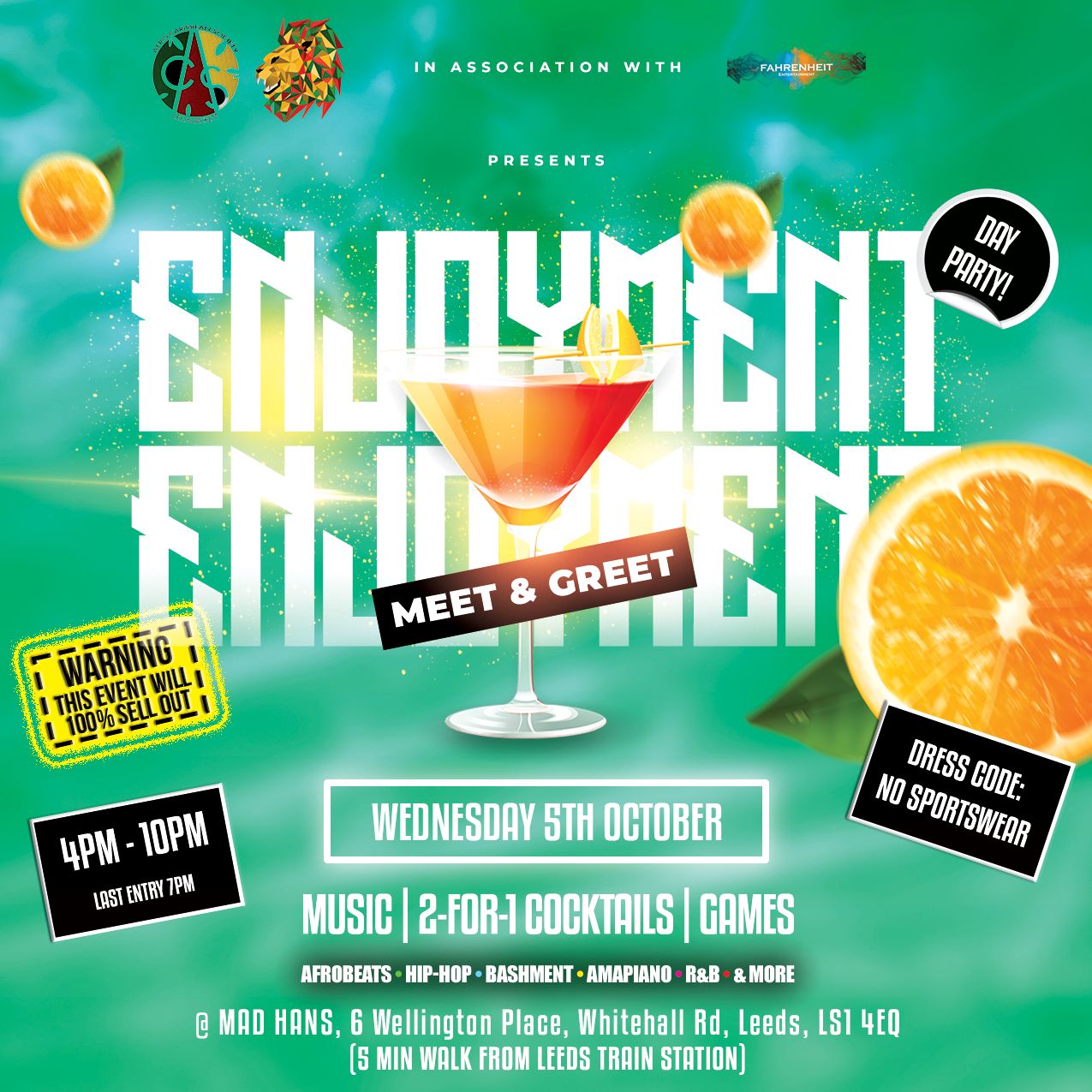 Enjoyment Enjoyment Meet and Greet at 6 Wellington Place, Leeds on 5th ...