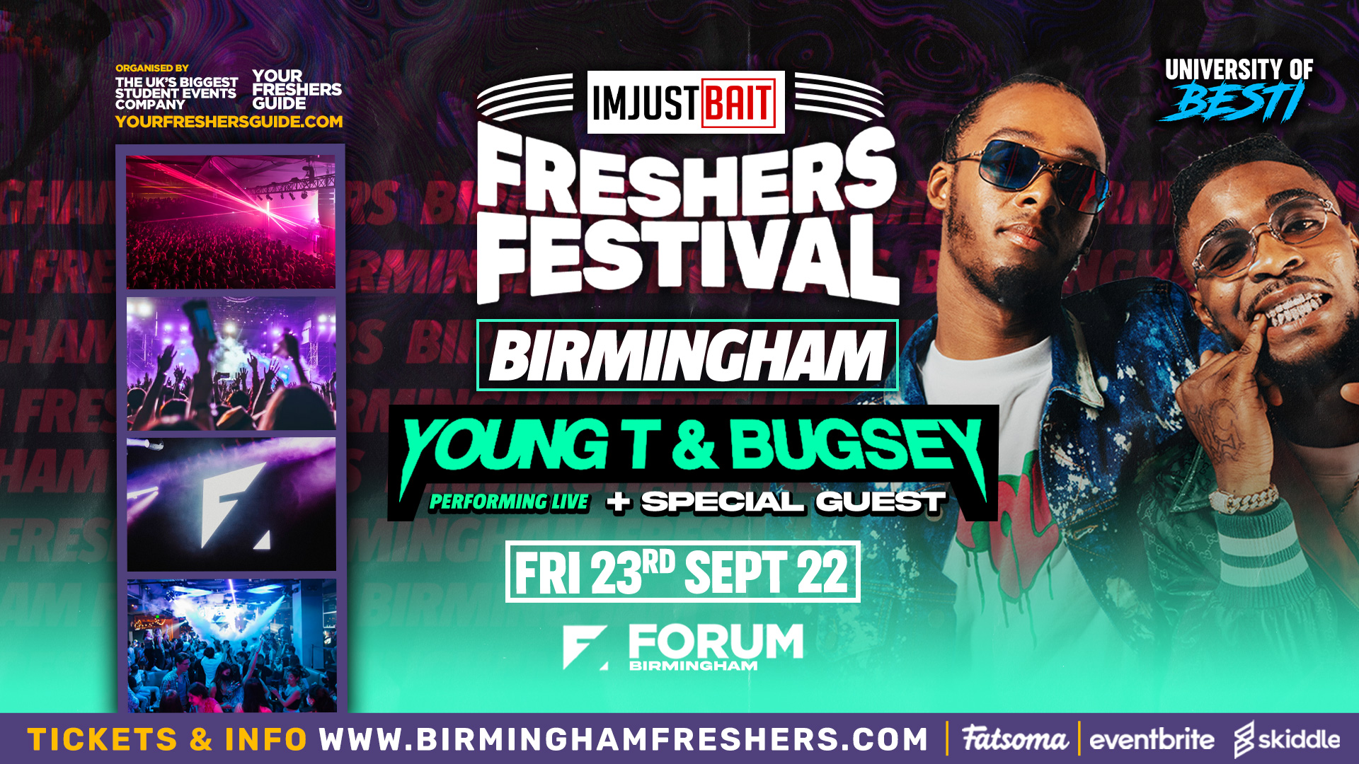 The IMJUSTBAIT Birmingham Freshers Festival | Birmingham Freshers 2022 ...