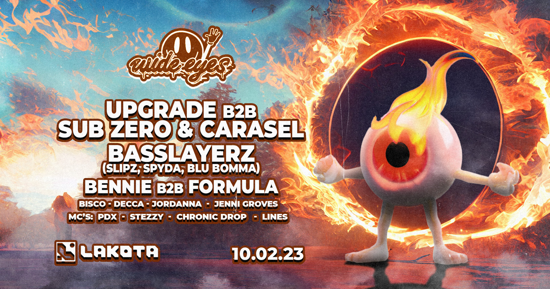 Wide Eyes: Upgrade b2b Sub Zero, Basslayerz, Carasel at Lakota, Bristol on 10th Feb 2023 | Fatsoma