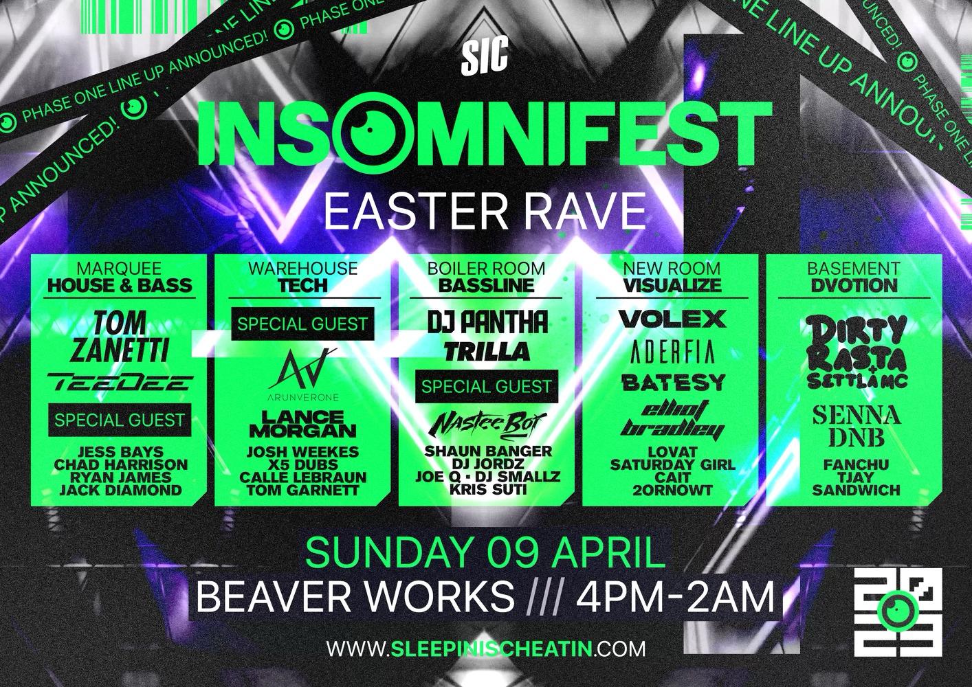 INSOMNIFEST | EASTER RAVE | BEAVERWORKS | 9TH APRIL 2023 at BEAVER ...