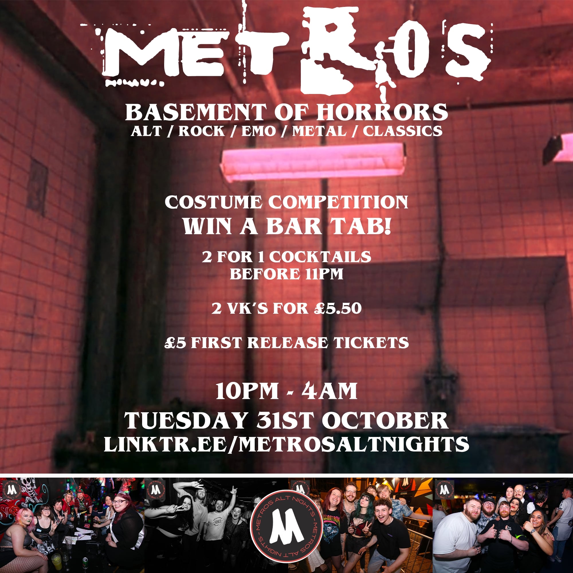Metros: Basement Of Horrors Halloween - Tuesday 31st October at Metros ...