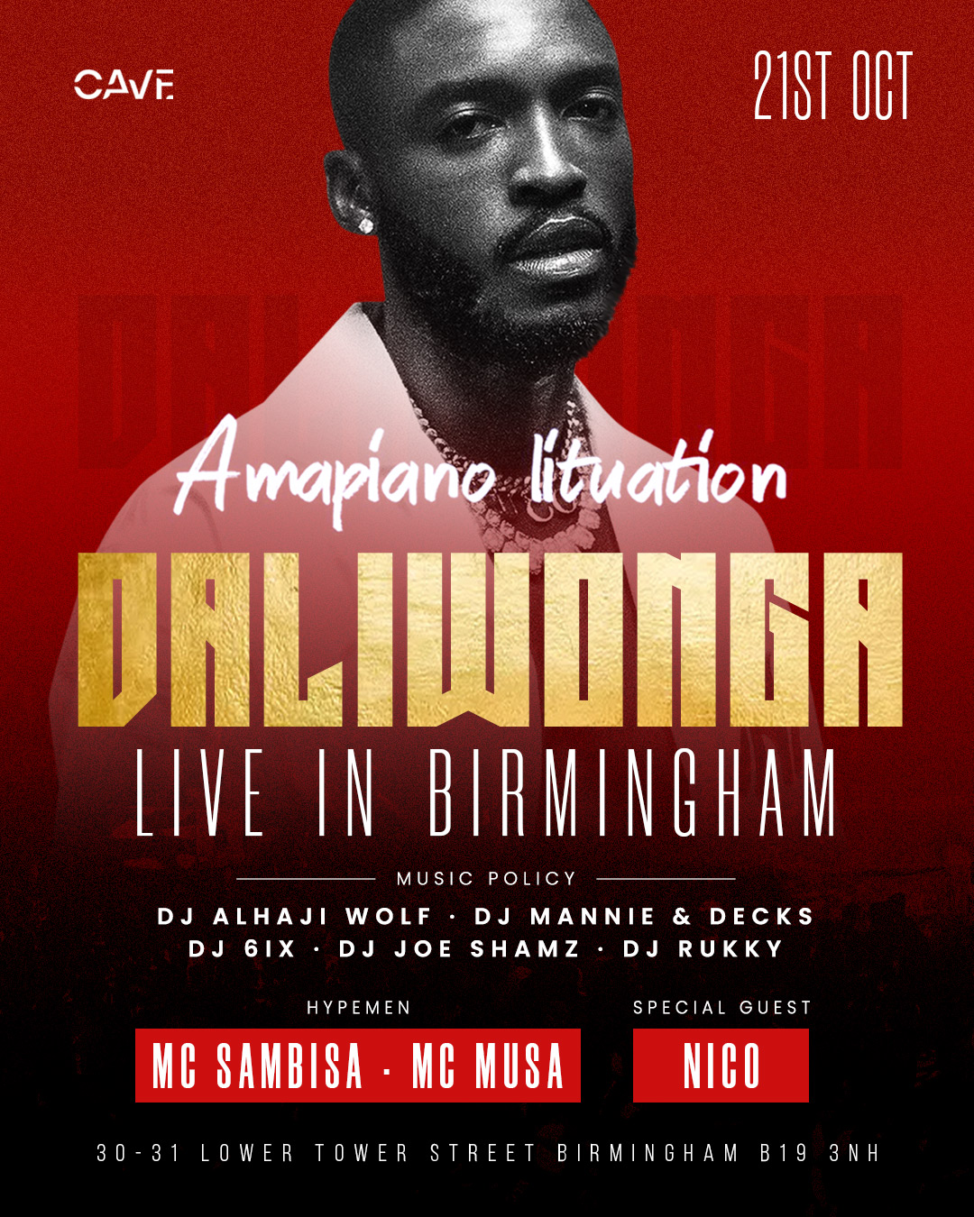 Daliwonga Live in Birmingham at Cave, Birmingham on 21st Oct 2023 | Fatsoma