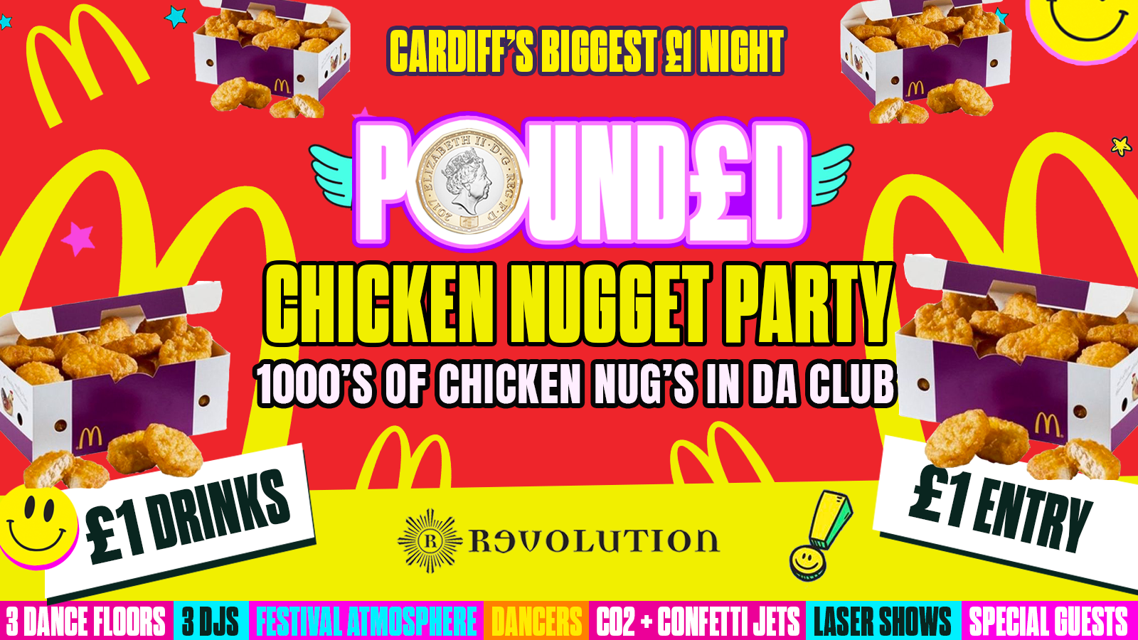POUNDED 🤩 CHICKEN NUGGET Party! FREE CHICKEN NUGGETS 😵 £1 entry £1 ...
