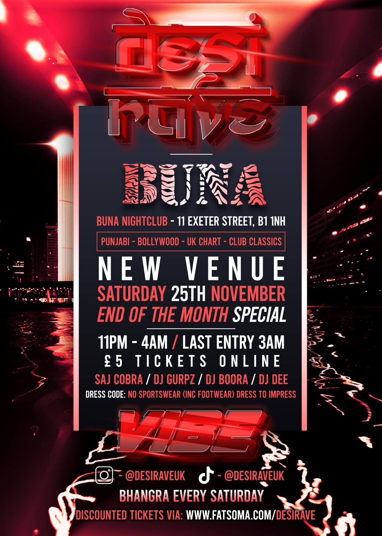 Desi Rave end of the month special at BUNA Lounge & NightClub ...
