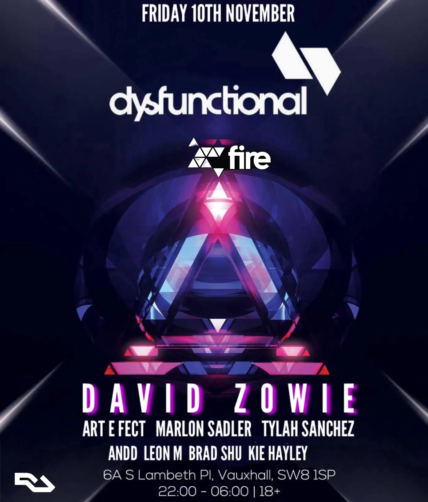 Dysfunctional w/ David Zowie at Fire & Lightbox, London on 10th Nov ...