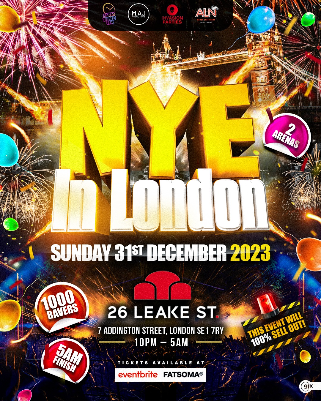 NYE in London at 26 Leake Street, London on 31st Dec 2023 | Fatsoma