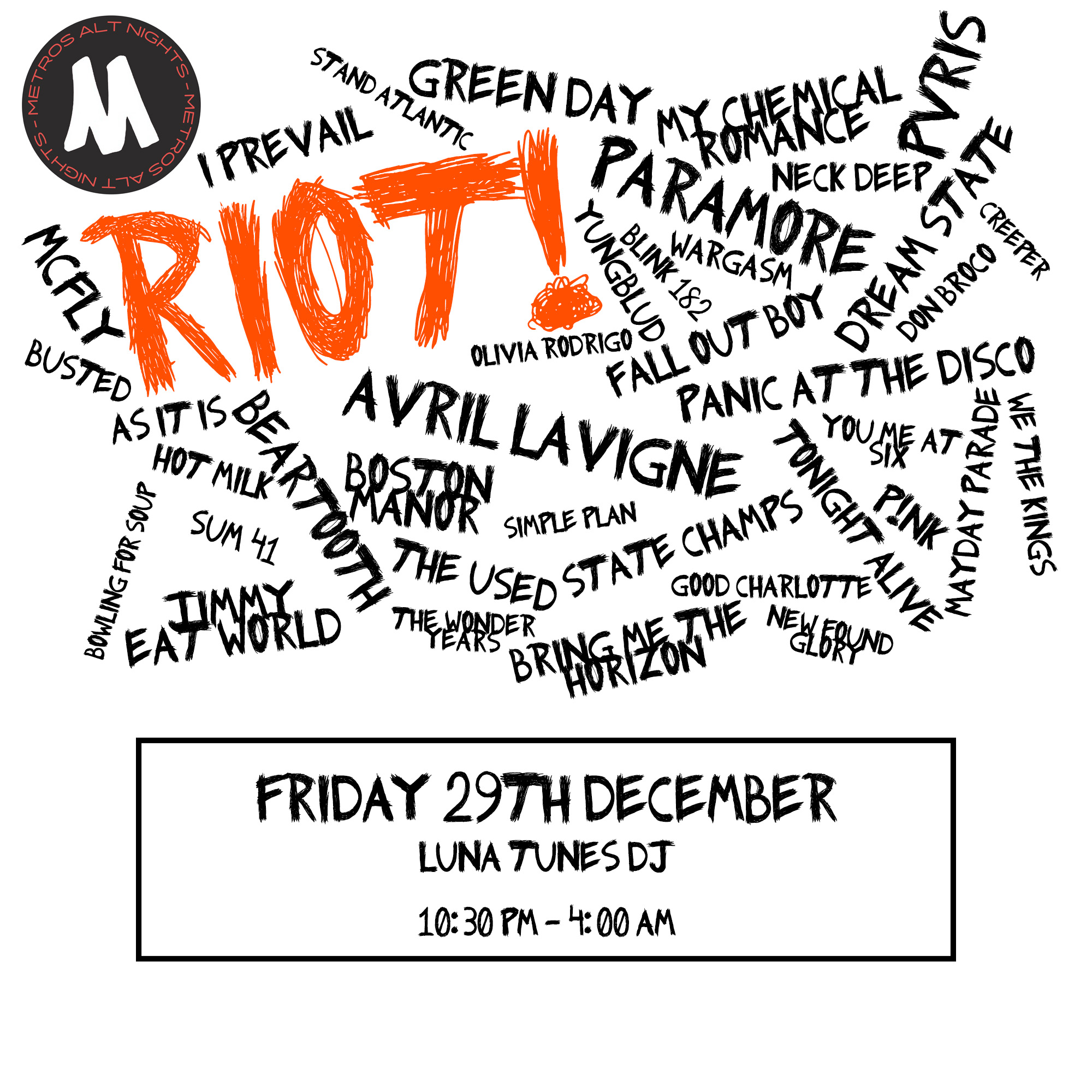 RIOT! - Friday 29th December 2023 at Metros, Cardiff on 29th Dec 2023 ...