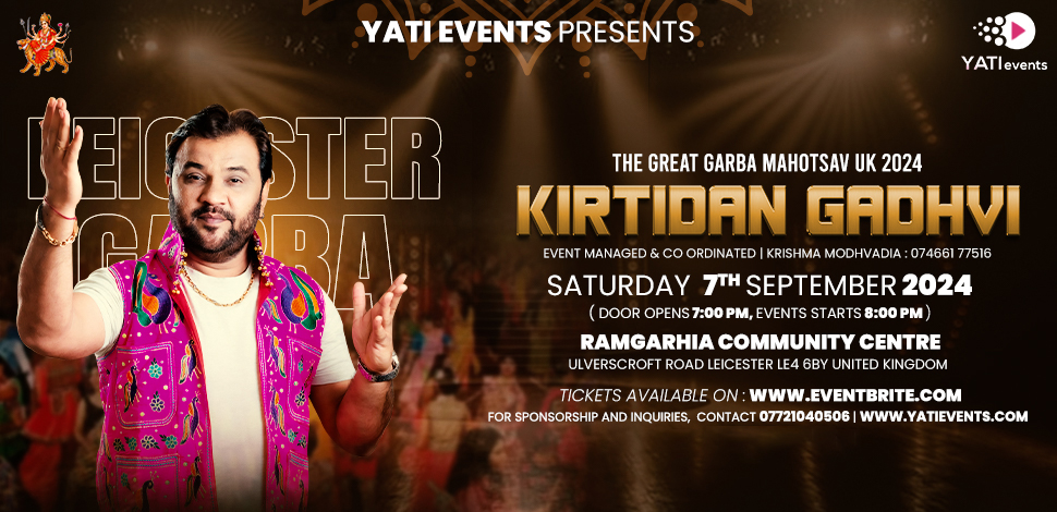 Kirtidan Gadhvi Pre-Navratri in UK part of The Great Garba Mahotsav 2024 at Ramgarhia Community ...