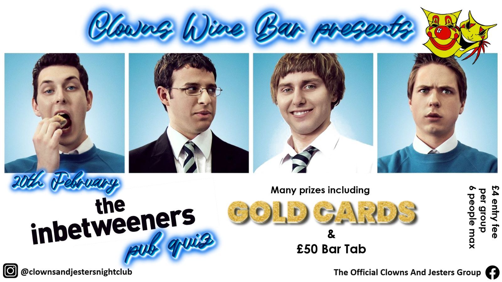 The Inbetweeners Jesters Quiz - February 2023 at Clowns Wine Bar and ...