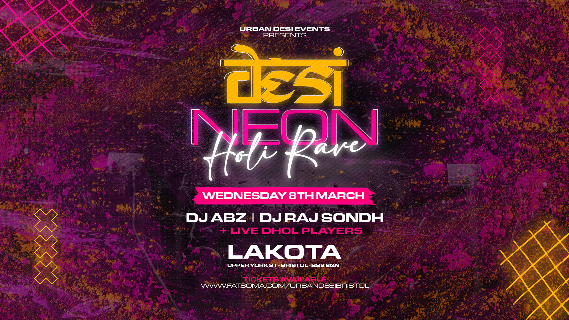 DESI NEON HOLI RAVE ( BRISTOL) at Lakota, Bristol on 8th Mar 2023 | Fatsoma