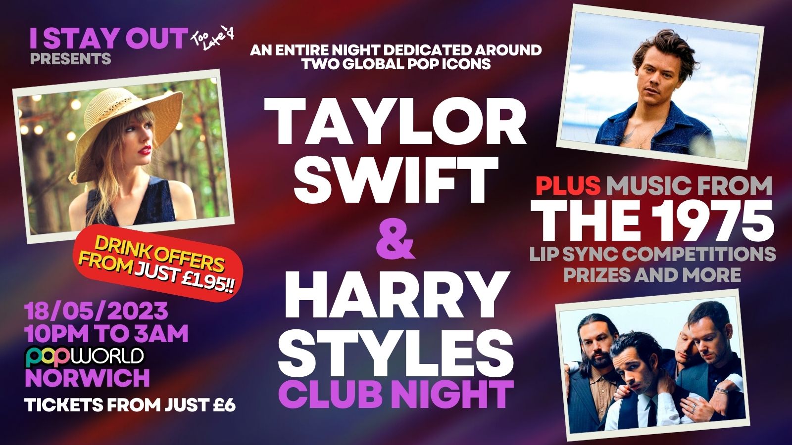 Taylor Swift vs Harry Styles Party Night - Norwich at Popworld ...