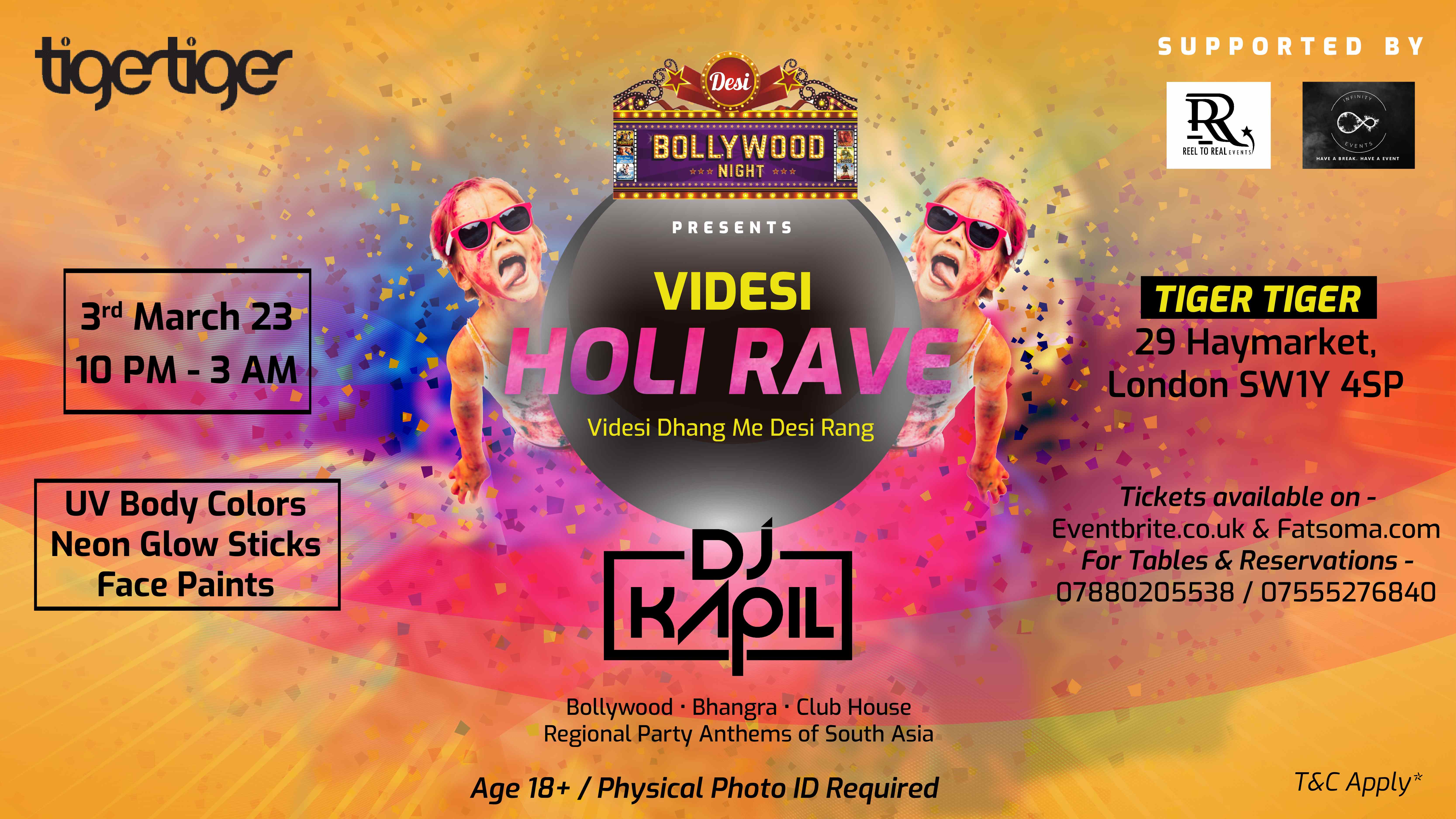 Videsi Holi Rave by Desi Bollywood night at Tiger Tiger London, London ...
