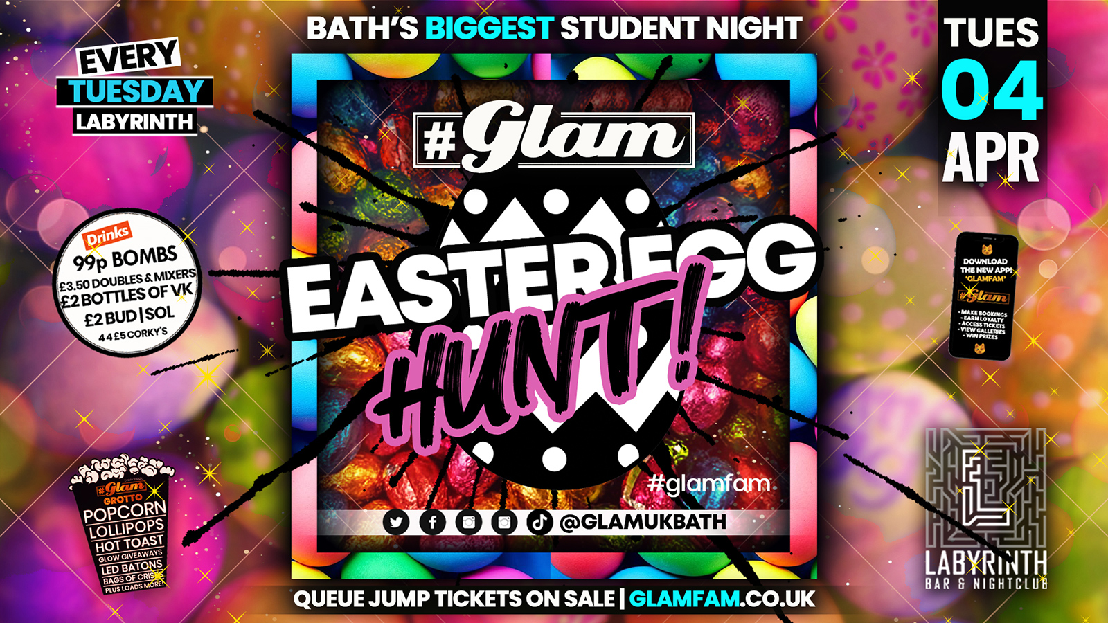Glam - Baths Biggest Student Night - Easter Egg Hunt! - Tuesdays at ...