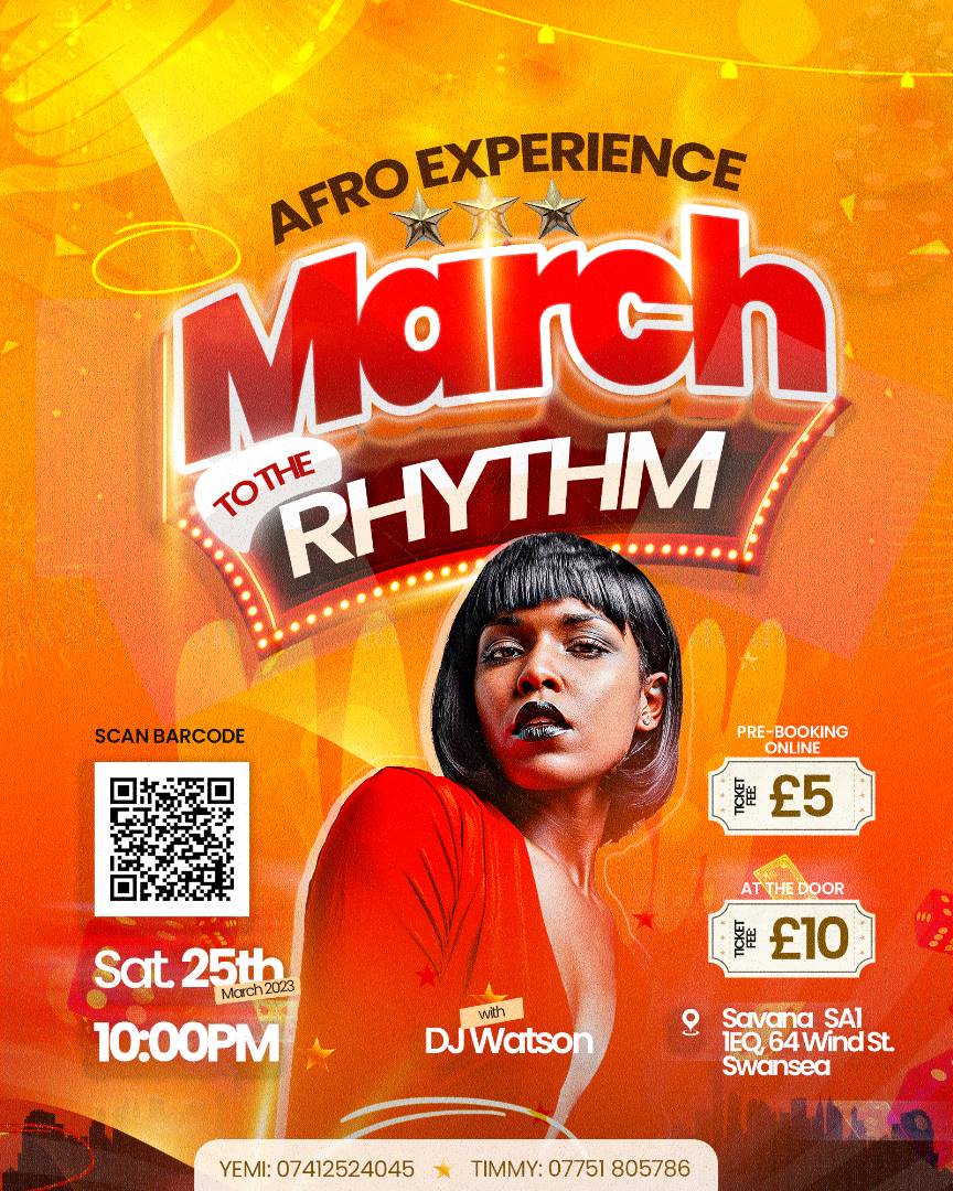 Afro Experience (March to the Rhythm!) at Savana, Swansea on 20th May 2023 | Fatsoma