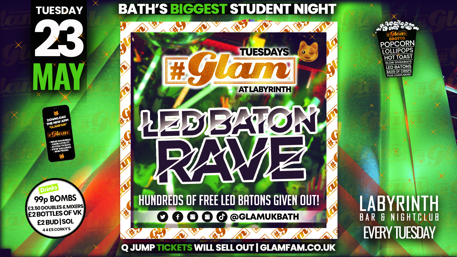 TONIGHT!!!! Glam - Baths Biggest Student Night - Tuesdays at Labs - LED ...