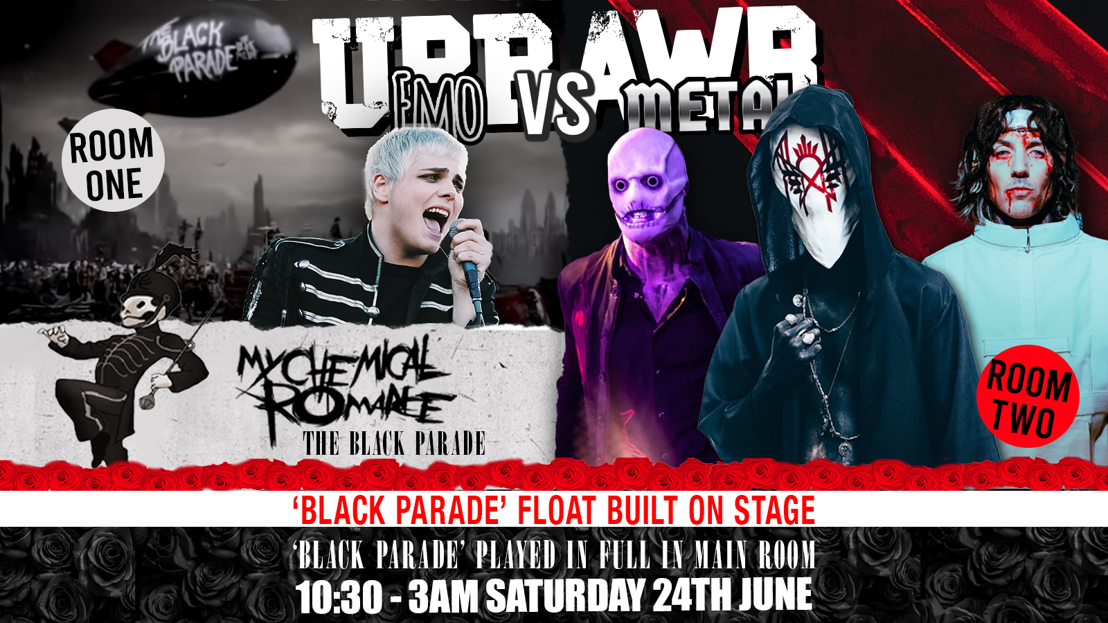 UPRAWR: Emo vs Metal & Black Parade Float Built On Stage! at Asylum ...