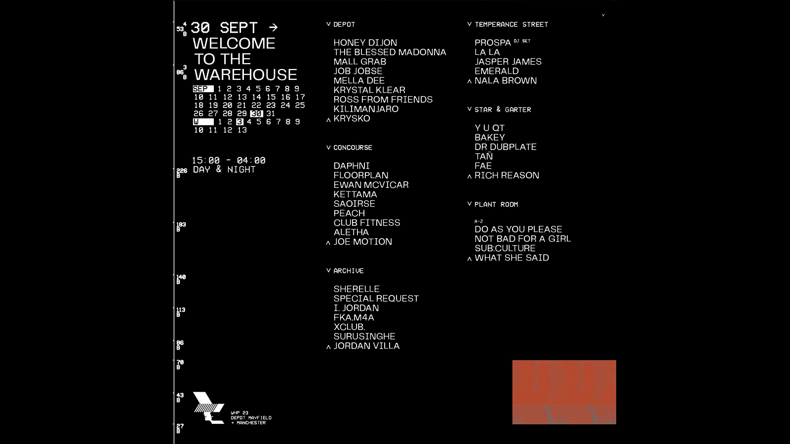 WELCOME TO THE WAREHOUSE at The Warehouse Project, Manchester on 30th ...