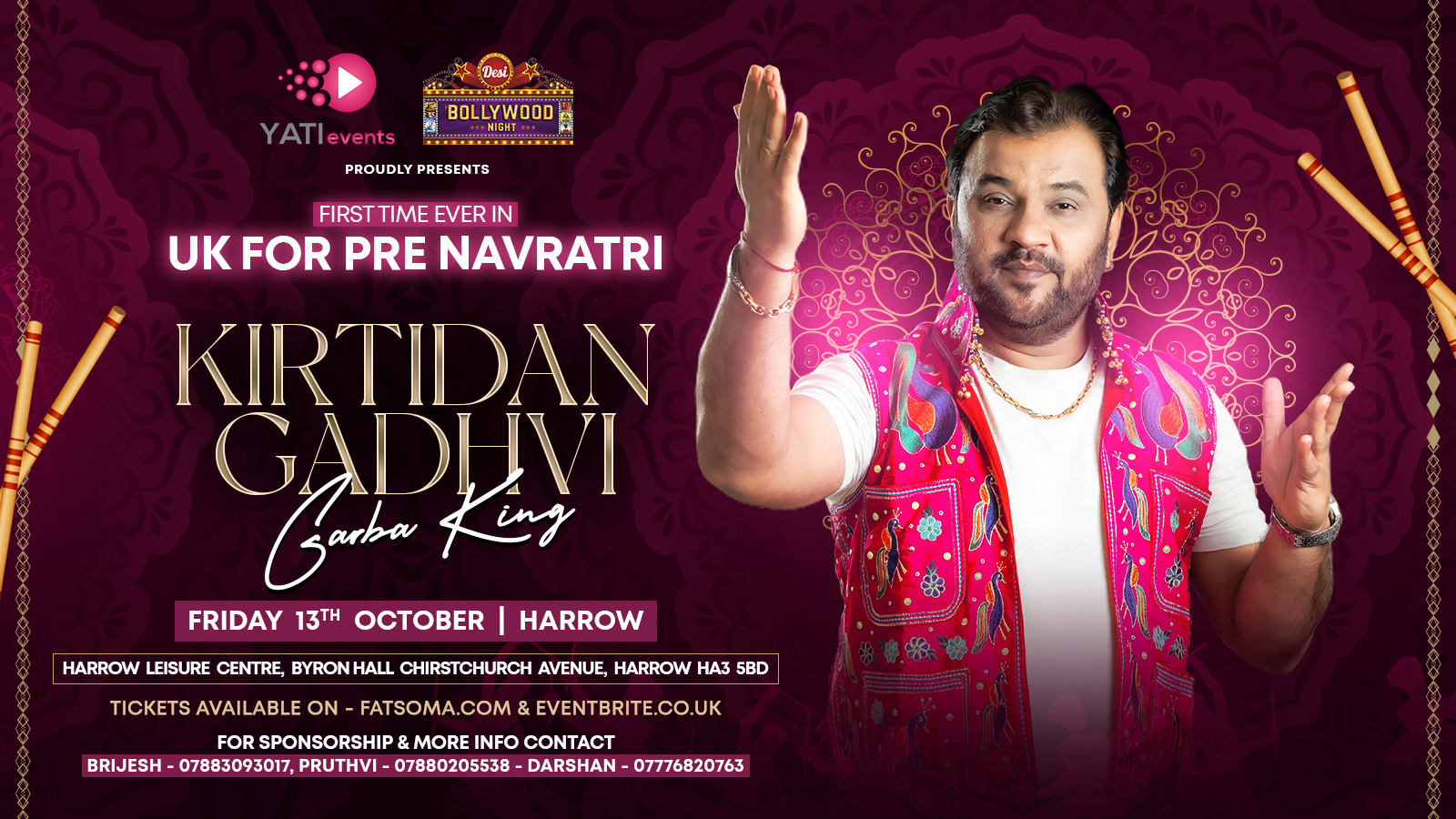 Kirtidan Gadhvi Pre-Navratri Garba for the First time in UK at Harrow Leisure Centre, Harrow on ...