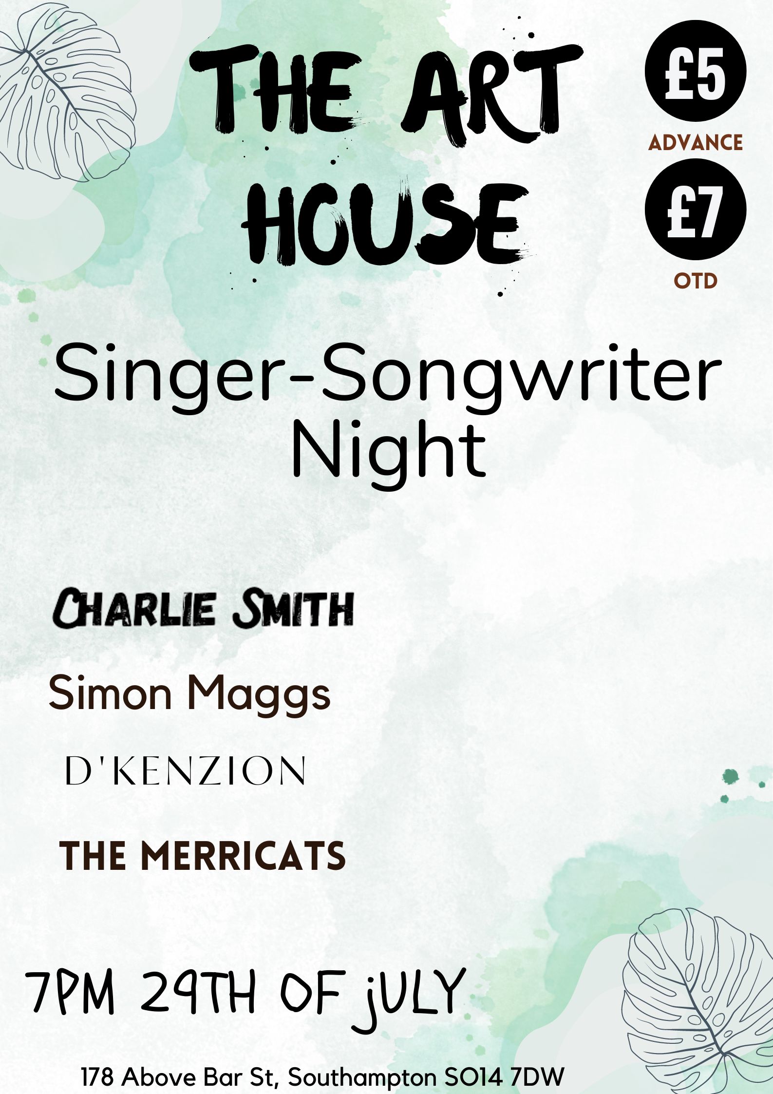 Singer-Songwriter Night @ The Art House at The Art House Performance ...