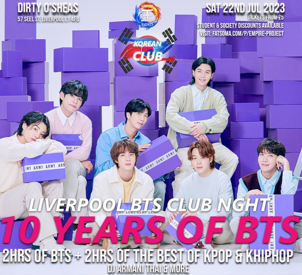 KOREAN CLUB LIVERPOOL BTS Club Night: 10 Years of BTS | £5 Entry for K ...