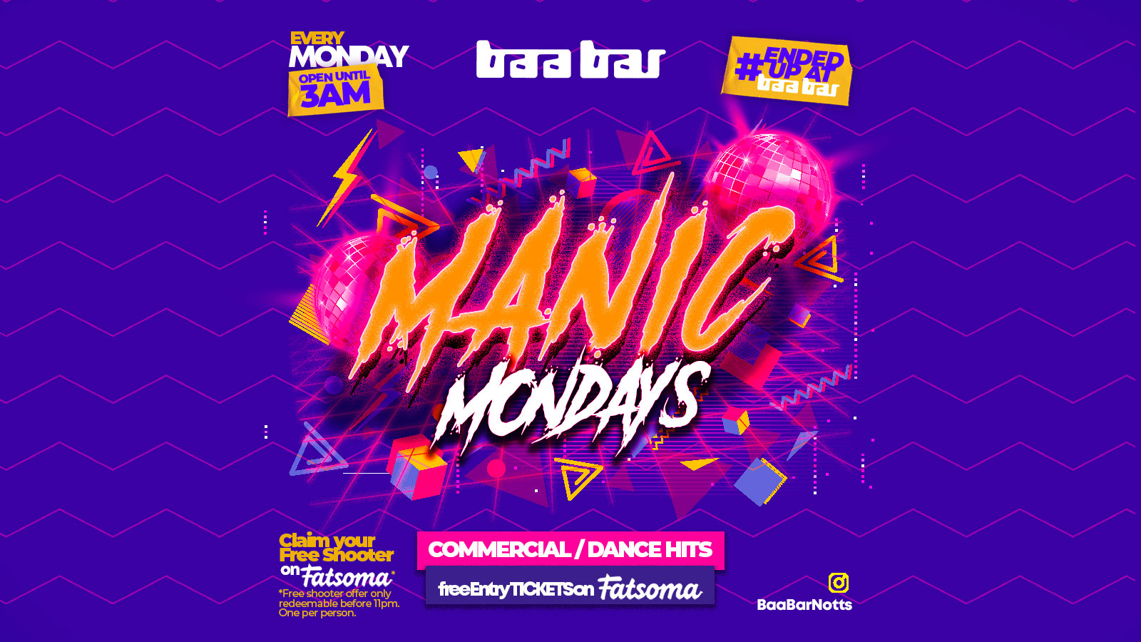 Manic Mondays at Baa Bar Nottingham, Nottingham on 7th Aug 2023 | Fatsoma