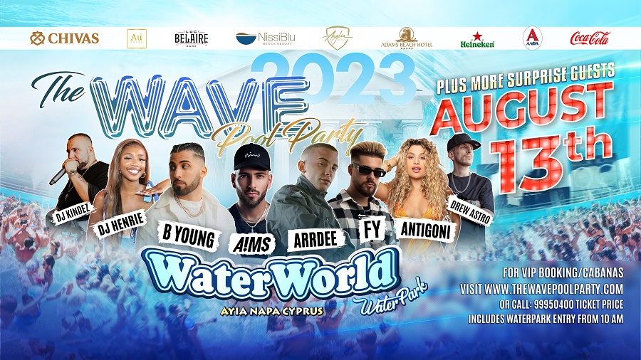 The Wave Pool Party - August 13th at WaterWorld Themed Waterpark Ayia ...